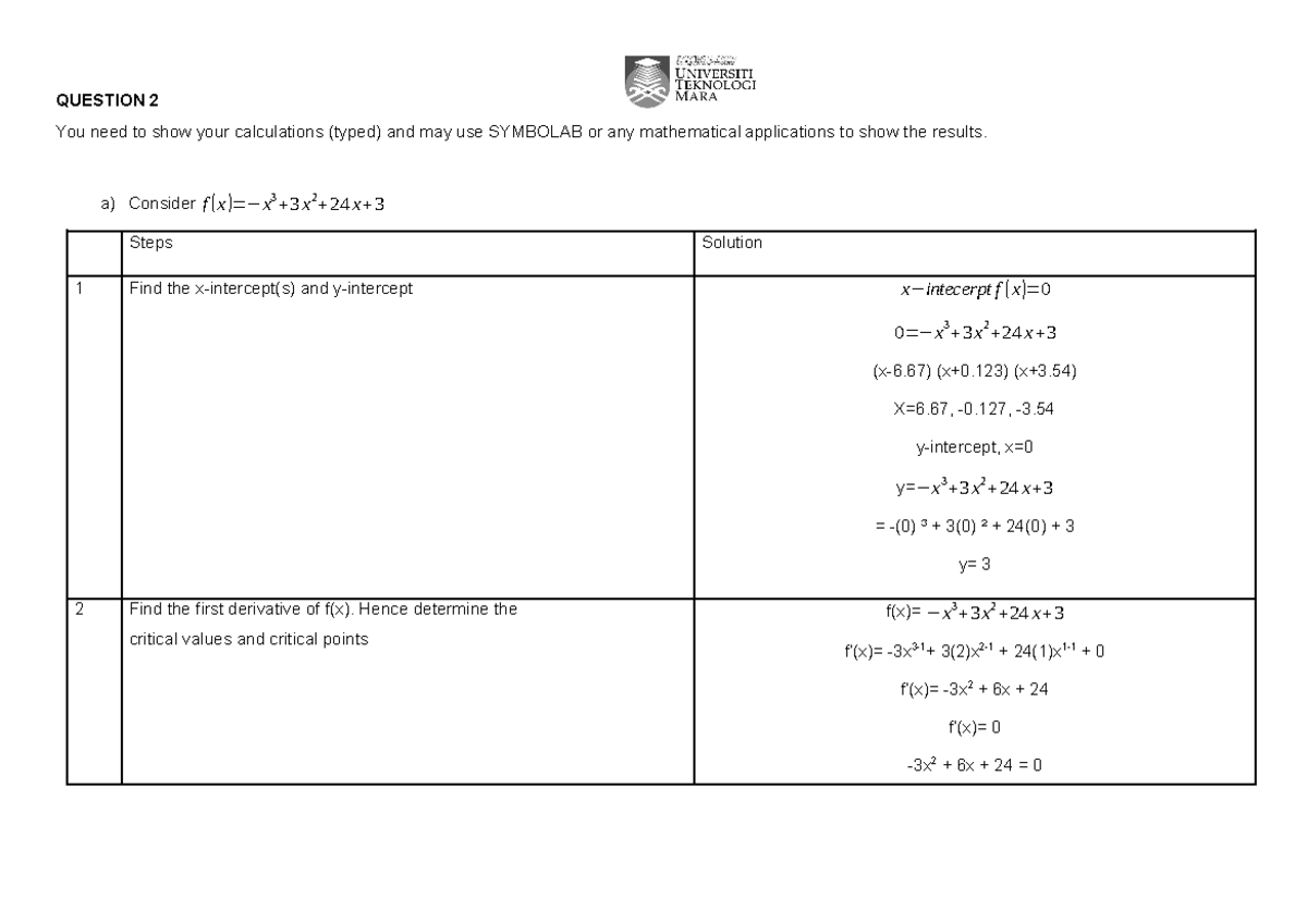 Assessment 2 MAT183 MAC2023 - QUESTION 2 You need to show your ...