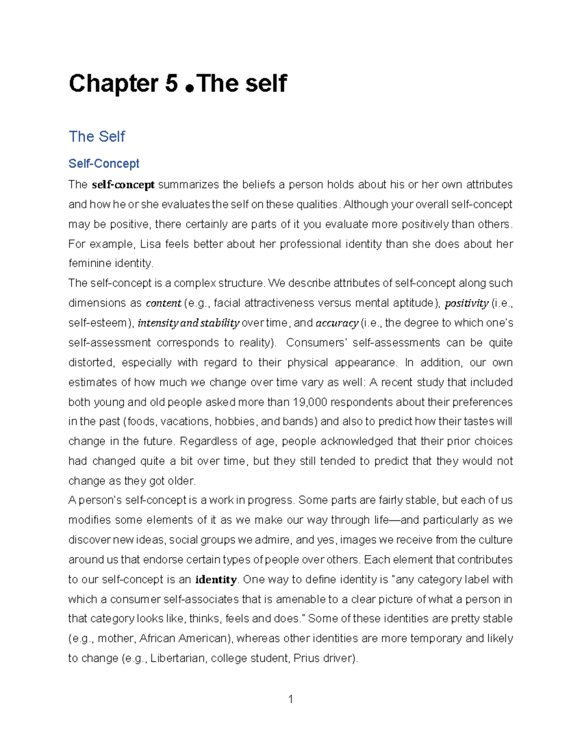 [PDF] Chapter 5 The Self - Consumer Behavior - Studocu