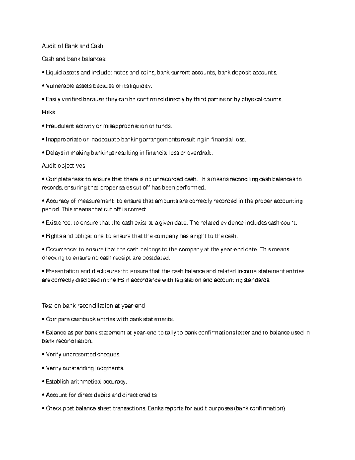 Unit 5 Tutor Presentation Audit of bank and cash - Audit of Bank and ...