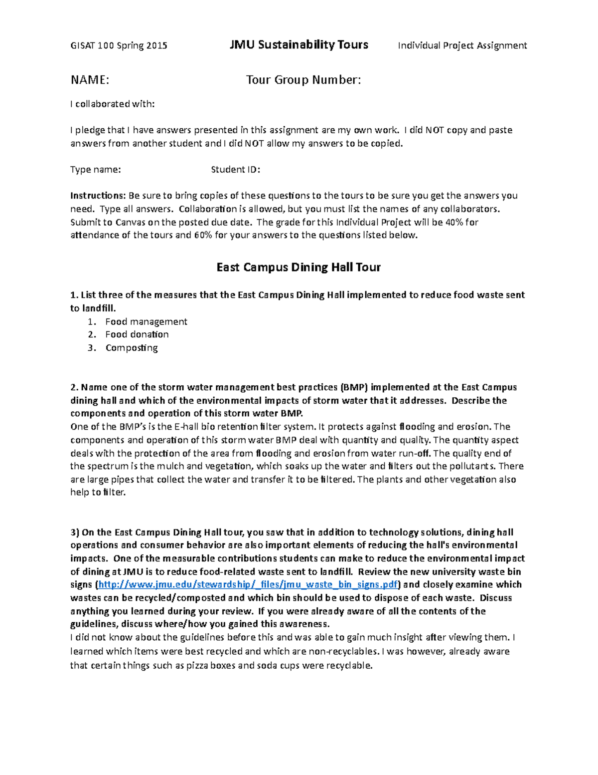 Sustainability Tours Individual Project Assignment spring 2015-2 - NAME ...