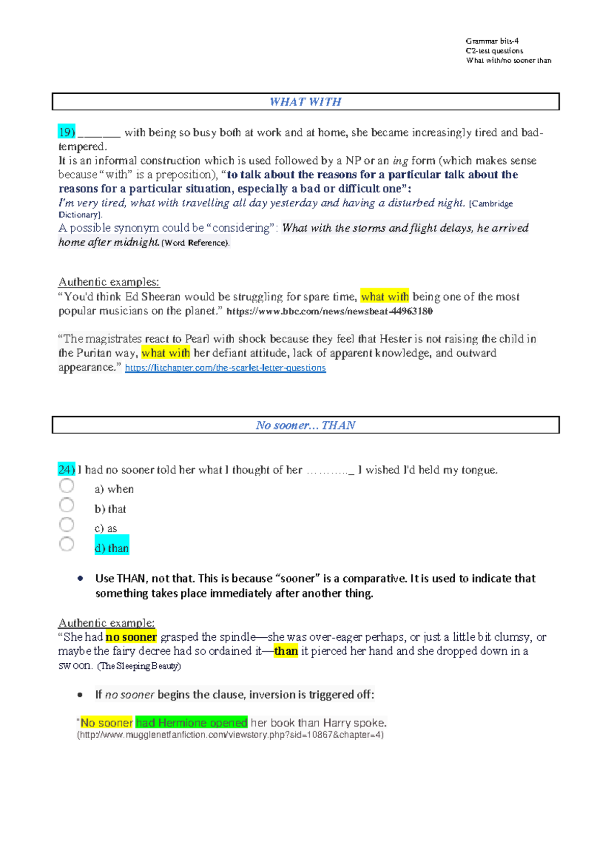 Grammar bits 4 - ejercicios emma - Grammar bits- 4 C2-test questions ...