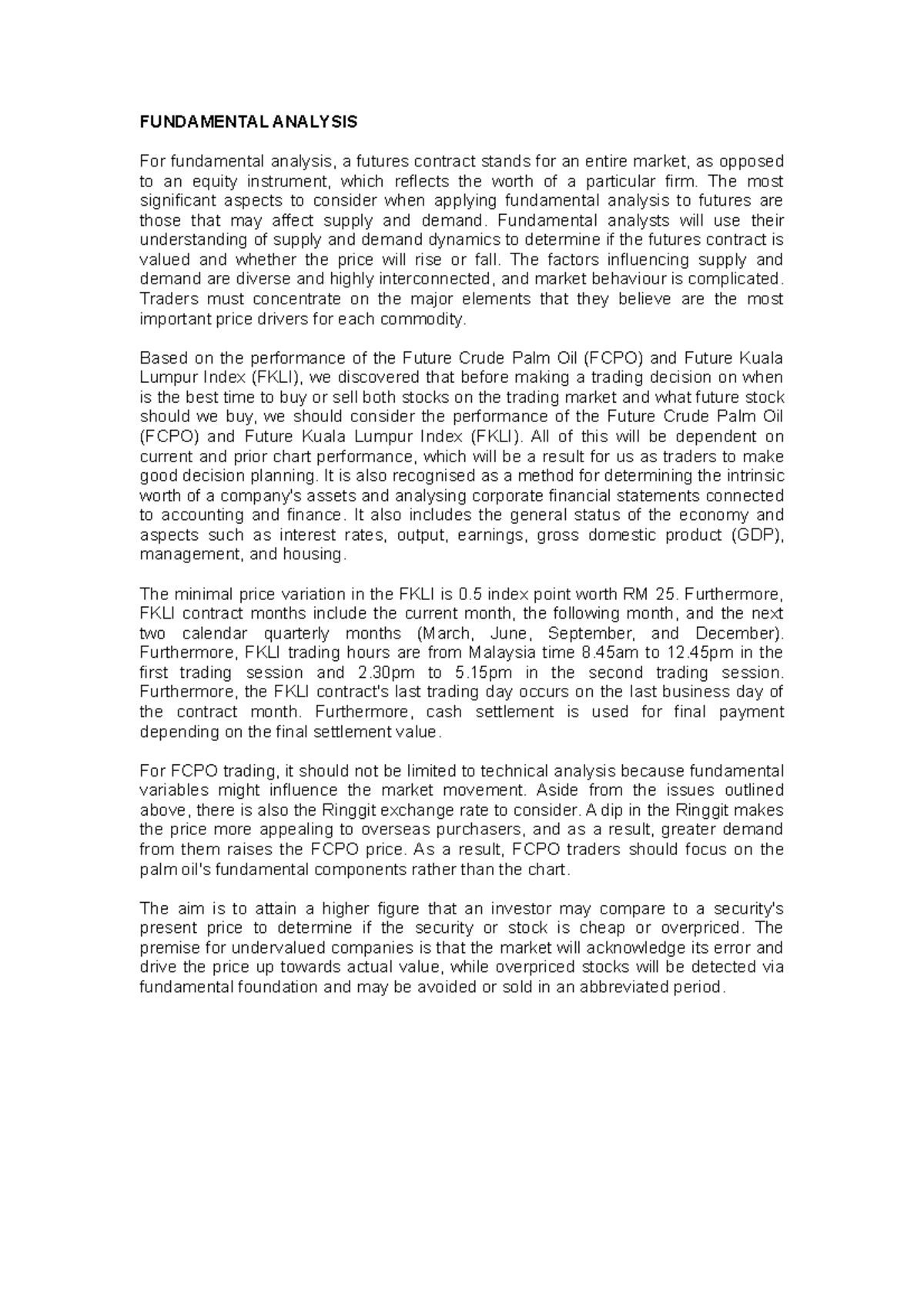 Fundamental Analysis FIn645 - FUNDAMENTAL ANALYSIS For fundamental ...