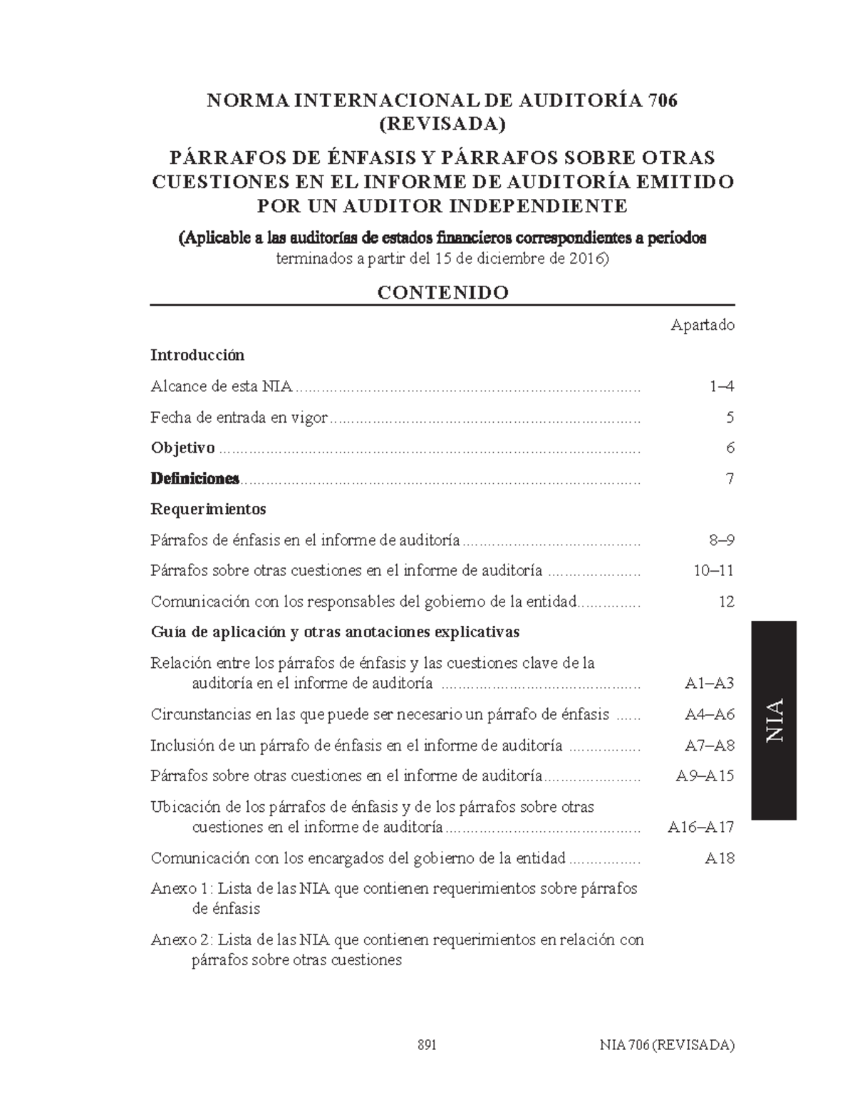 NIA 706 - Documento NIA 706 - 891 NIA 706 (REVISADA) NIA NORMA ...