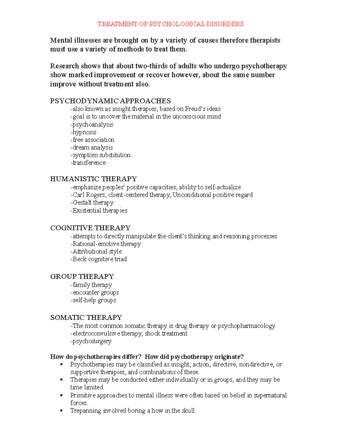 Treatment of Psychological Disorder - TREATMENT OF PSYCHOLOGICAL ...