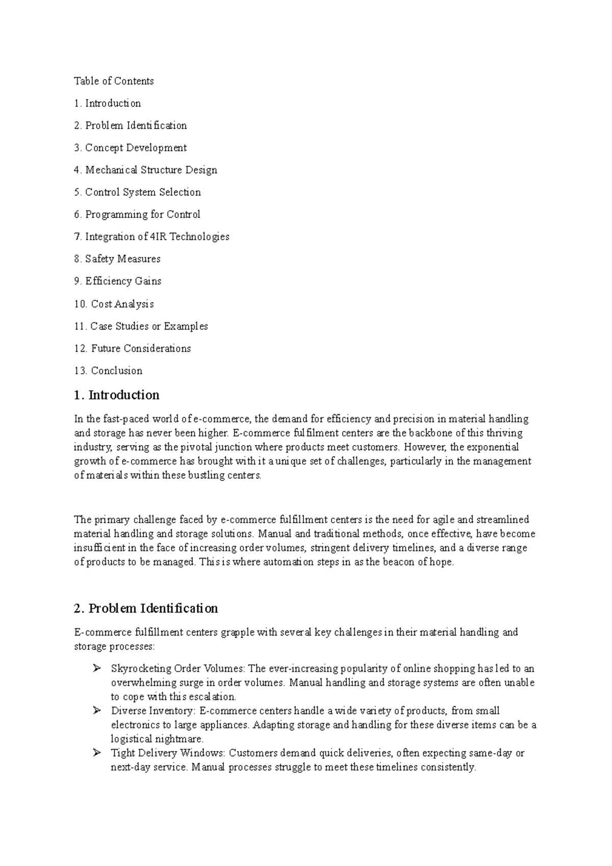 221060657 Automation assignment - Table of Contents 1. Introduction 2. Problem Identification 3 ...