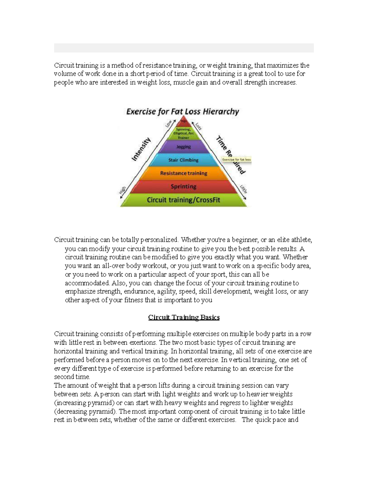 Circuit training - Circuit training is a great tool to use for people ...