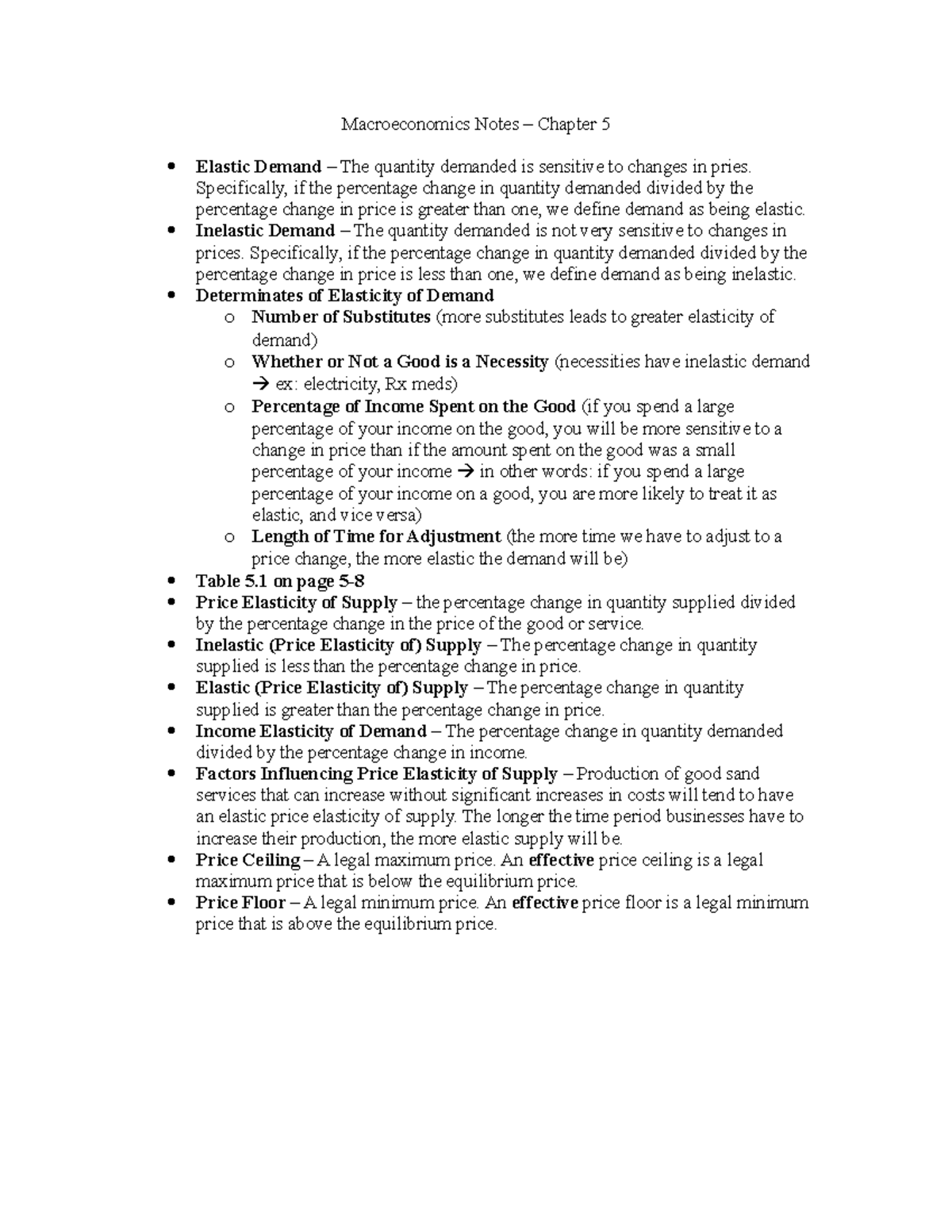 Macroeconomics Notes – Chapter 5 - Macroeconomics Notes – Chapter 5 ...