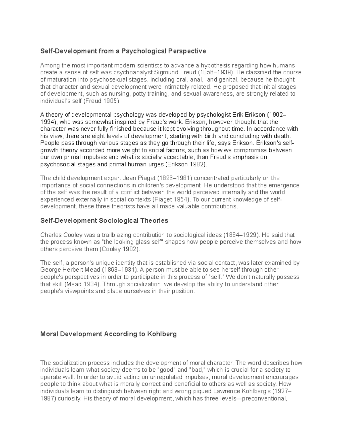 Theories of personal growth Notes - Self-Development from a ...