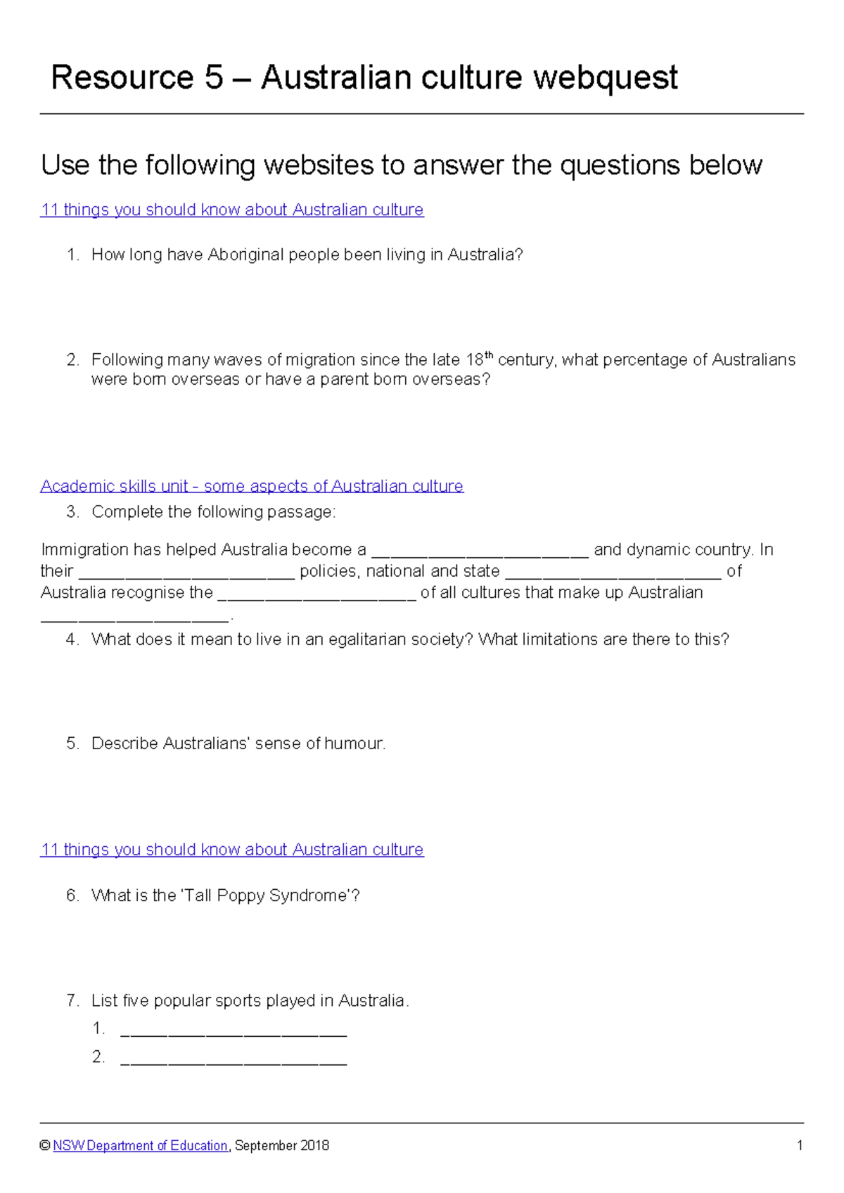 'The Castle' webquest - Resource 5 – Australian culture webquest Use ...