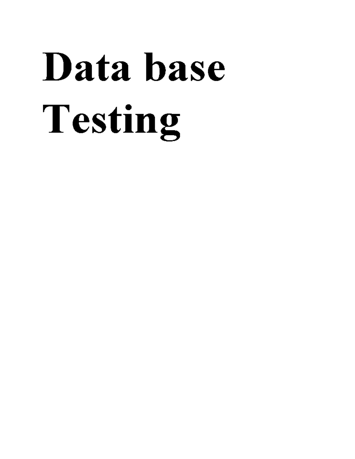 Assignment-format - hnd it - Data base Testing Table of Contents ...