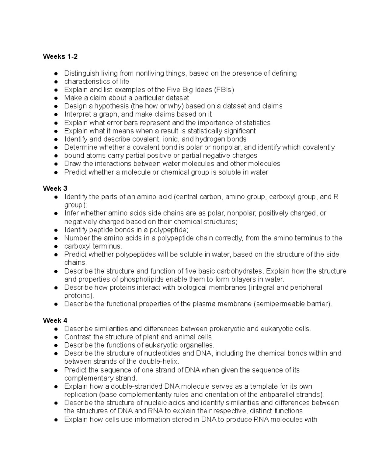 Biology Study Guides Exam 1 - Weeks 1- Distinguish living from ...