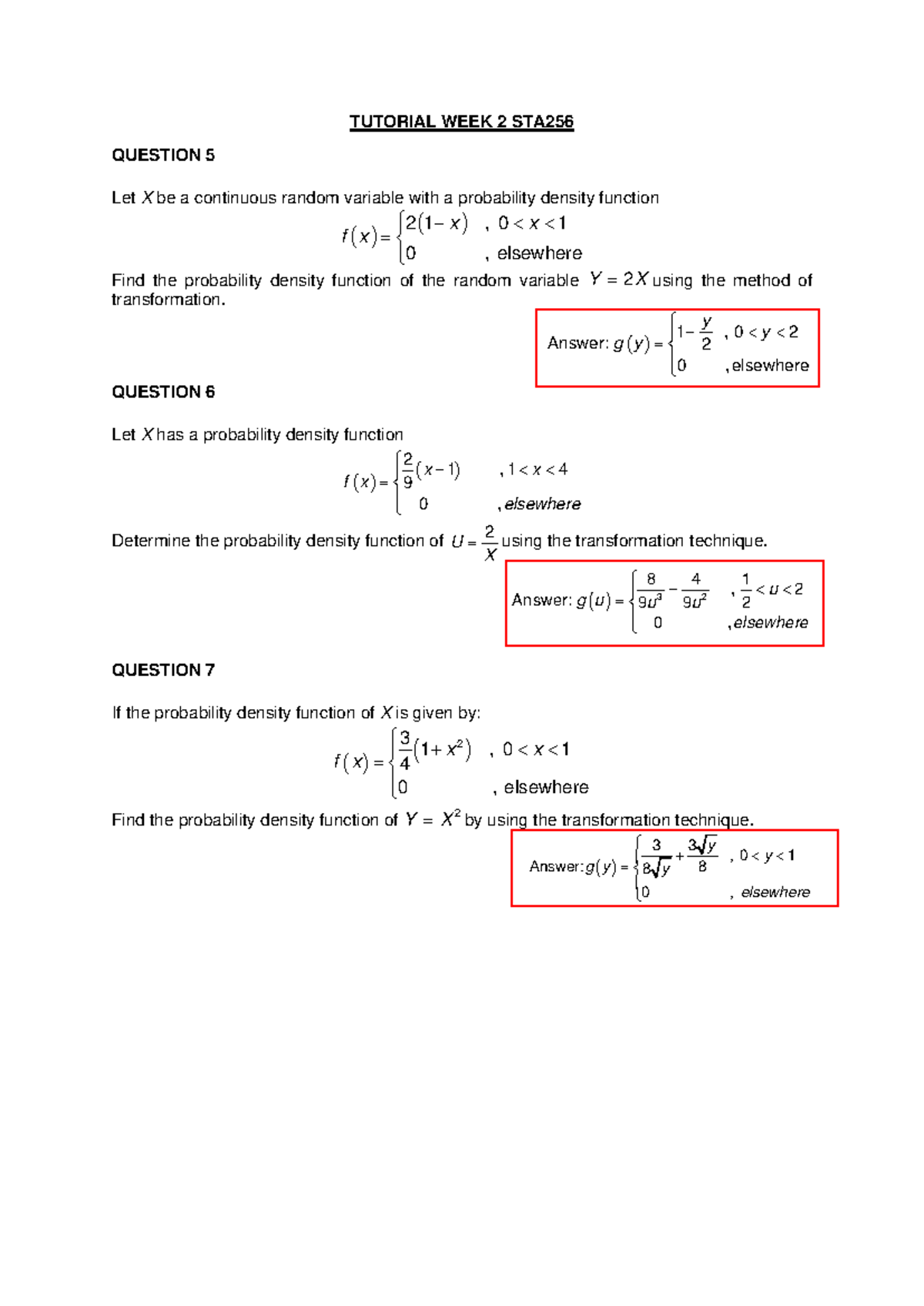 Tutorial WEEK 2 STA256 - statistics probability - TUTORIAL WEEK 2 STA ...