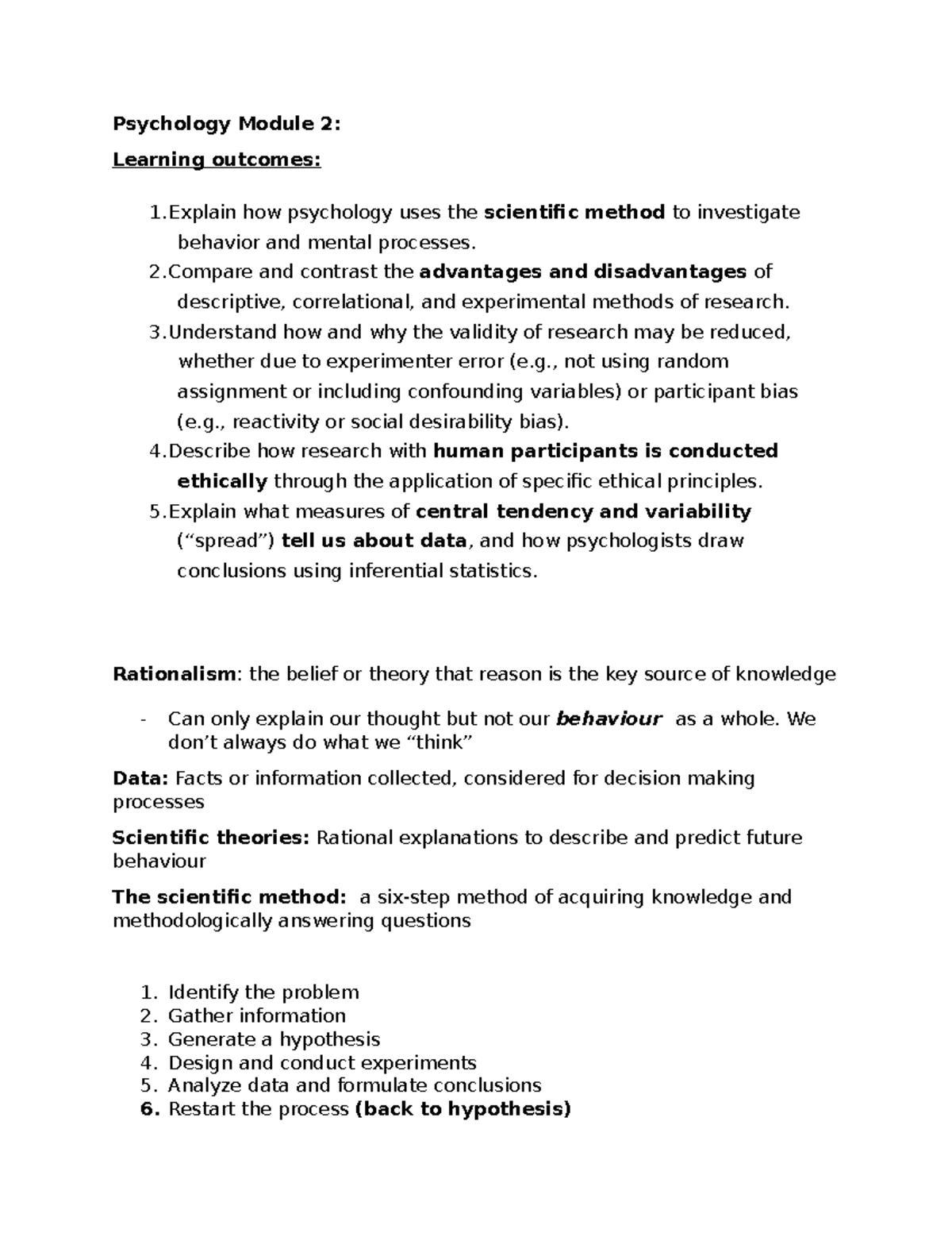 Psychology Module 2 Notes: Descriptive Methods - Psychology Module 2 ...