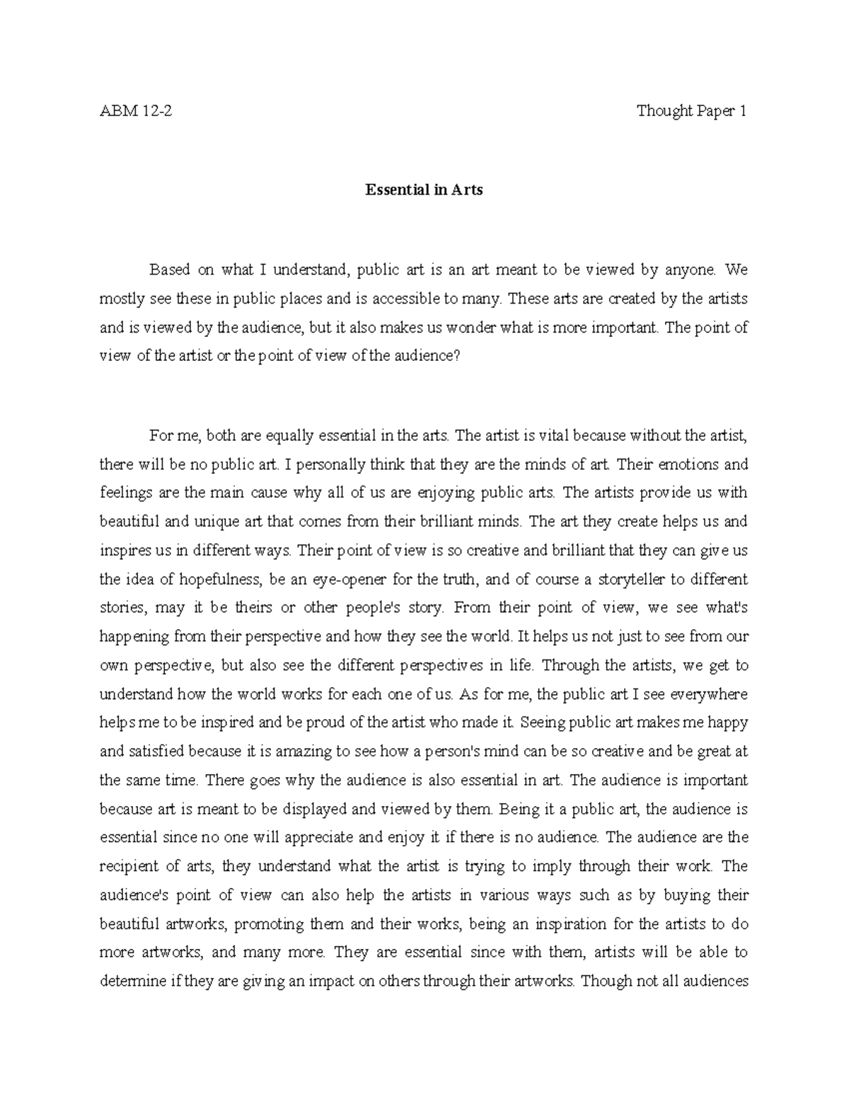 Thought Paper 1 - We mostly see these in public places and is ...