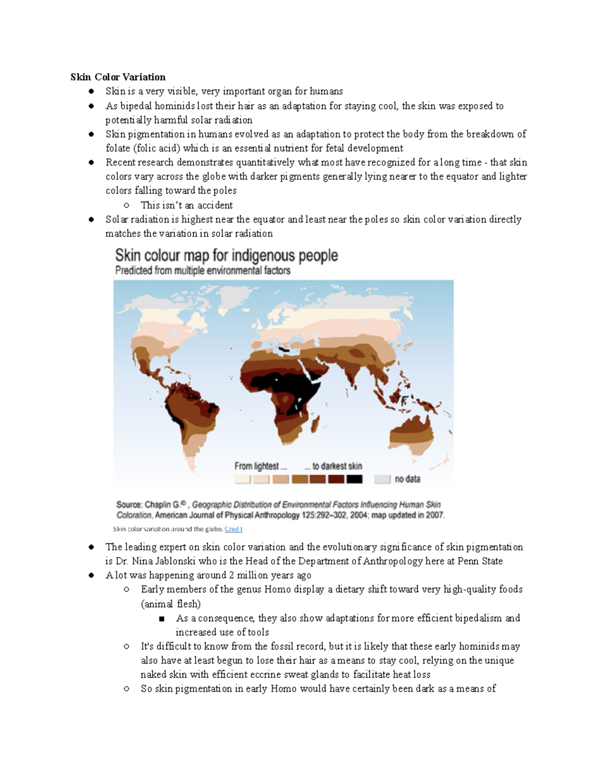 L07 Notes - Skin Color Variation Skin is a very visible, very important ...