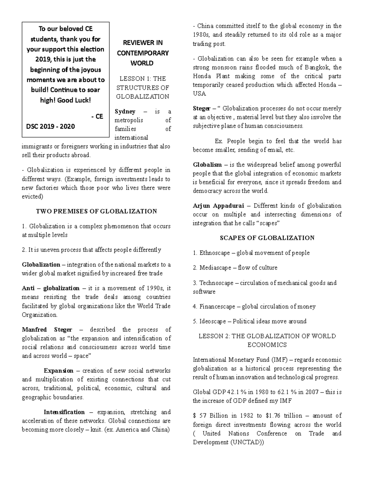 404342057 Reviewer IN Contemporary World docx - REVIEWER IN ...