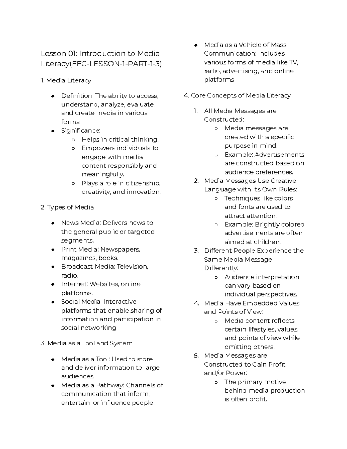 Reviewer - Lesson 01: Introduction to Media Literacy(FFC-LESSON-1-PART ...