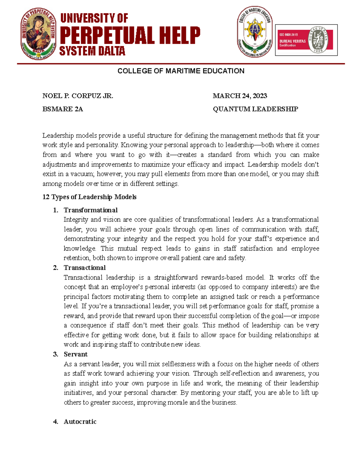 Asyncronous Activity PART 1 - COLLEGE OF MARITIME EDUCATION NOEL P ...