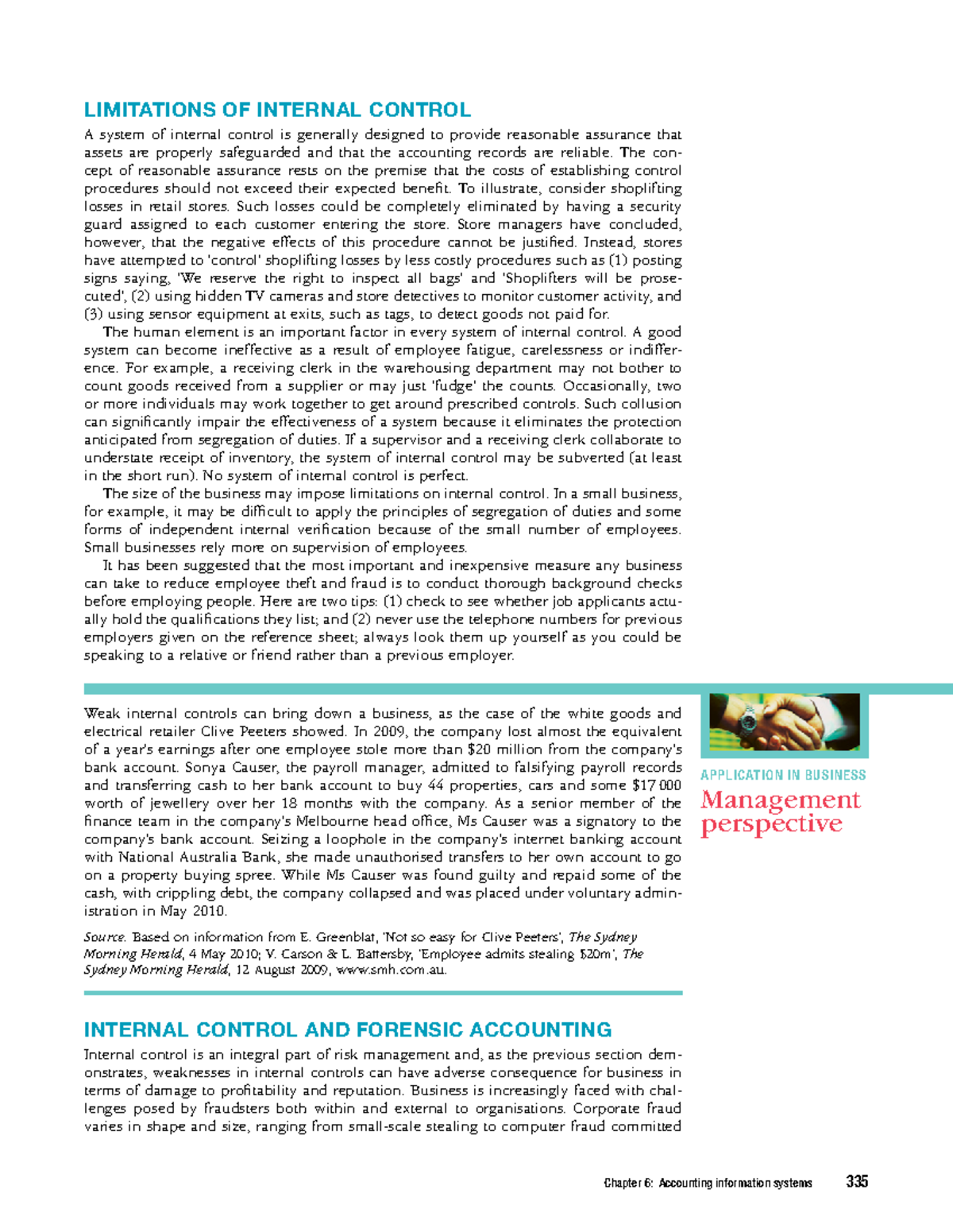 Financial management-119 - Chapter 6: Accounting information systems 335 LIMITATIONS OF INTERNAL ...