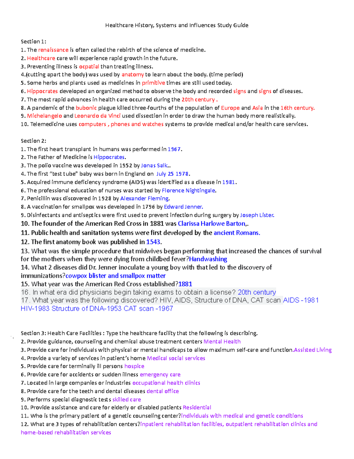 Healthcare History Test Study Guide - Healthcare History, Systems and ...