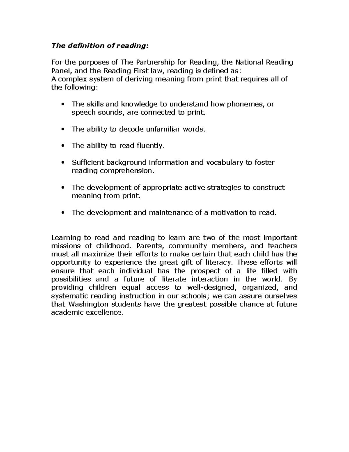 Definitionof Reading - defiicio de lectura - The definition of reading ...