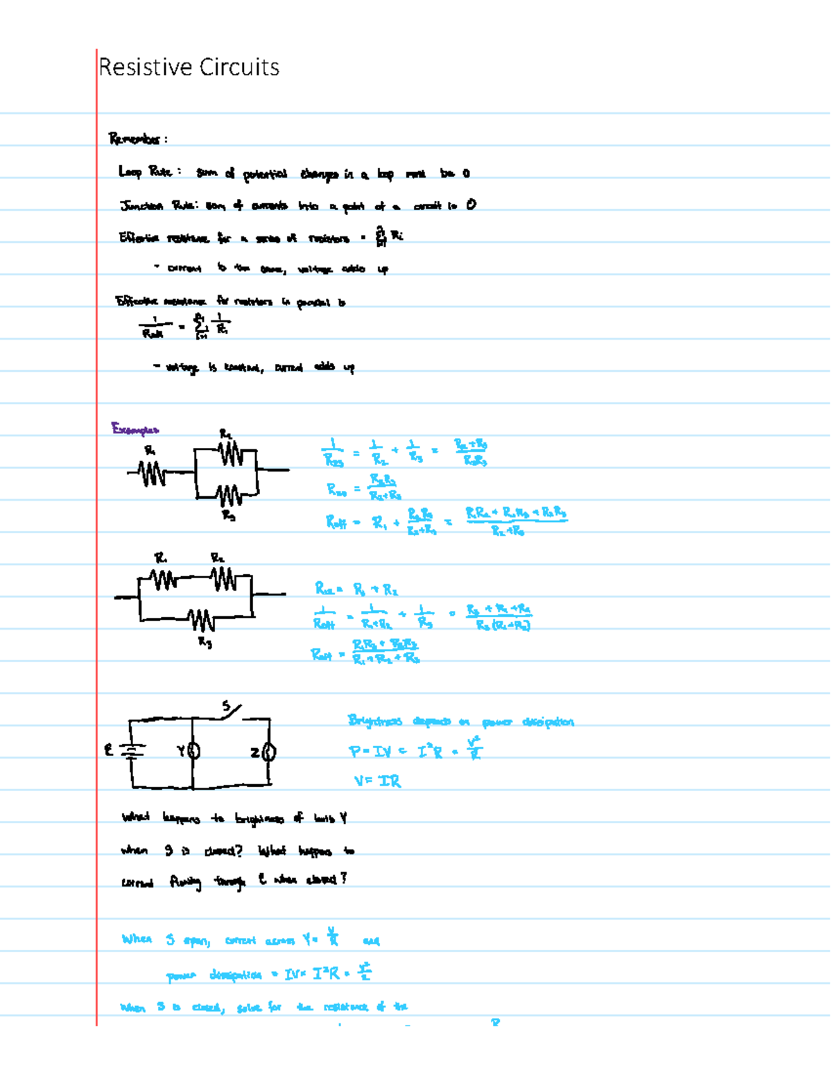 Resistive Circuits - PHYS 1200 - Studocu