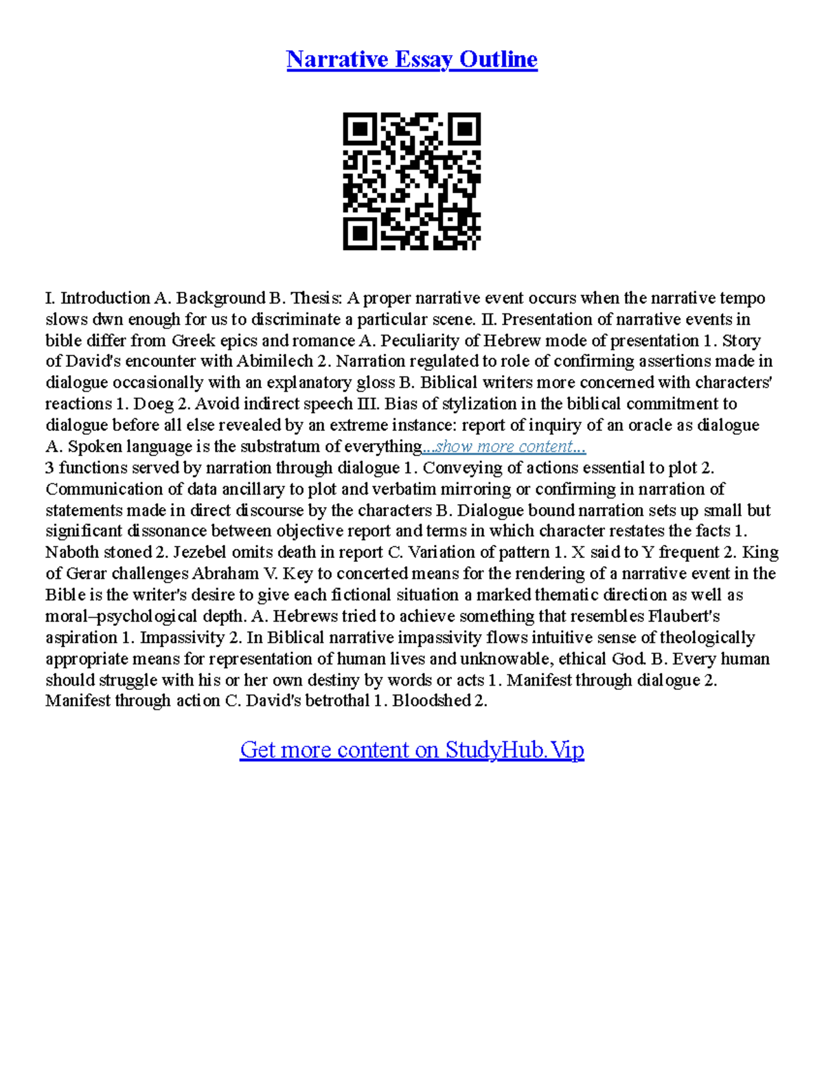 How To Make An Outline For A Narrative Essay - Narrative Essay Outline ...