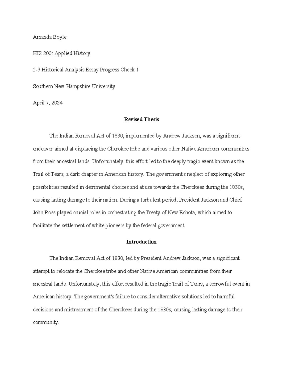 5-3 Historical Analysis Essay Progress Check 1 - Amanda Boyle HIS 200 ...