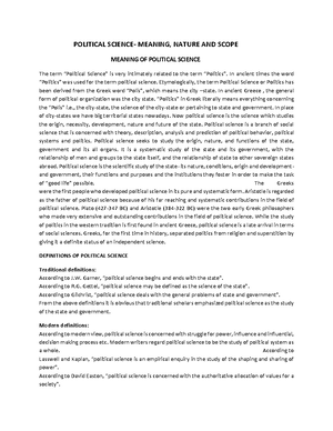 Sovereignty Meaning and Theories - NOTES Subject: Political Science-I ...