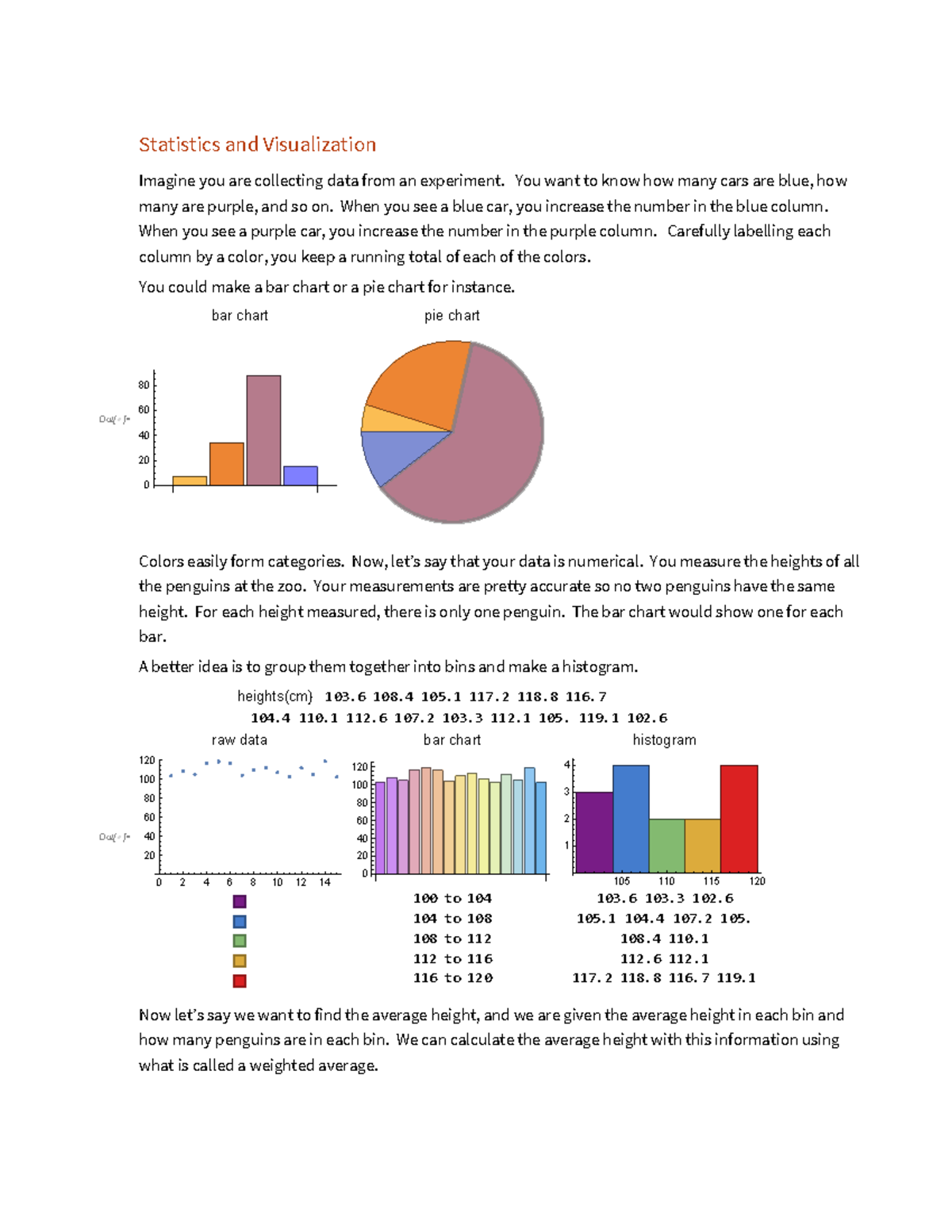 Math Supplemental Notes - Statistics and Visualization Imagine you are ...