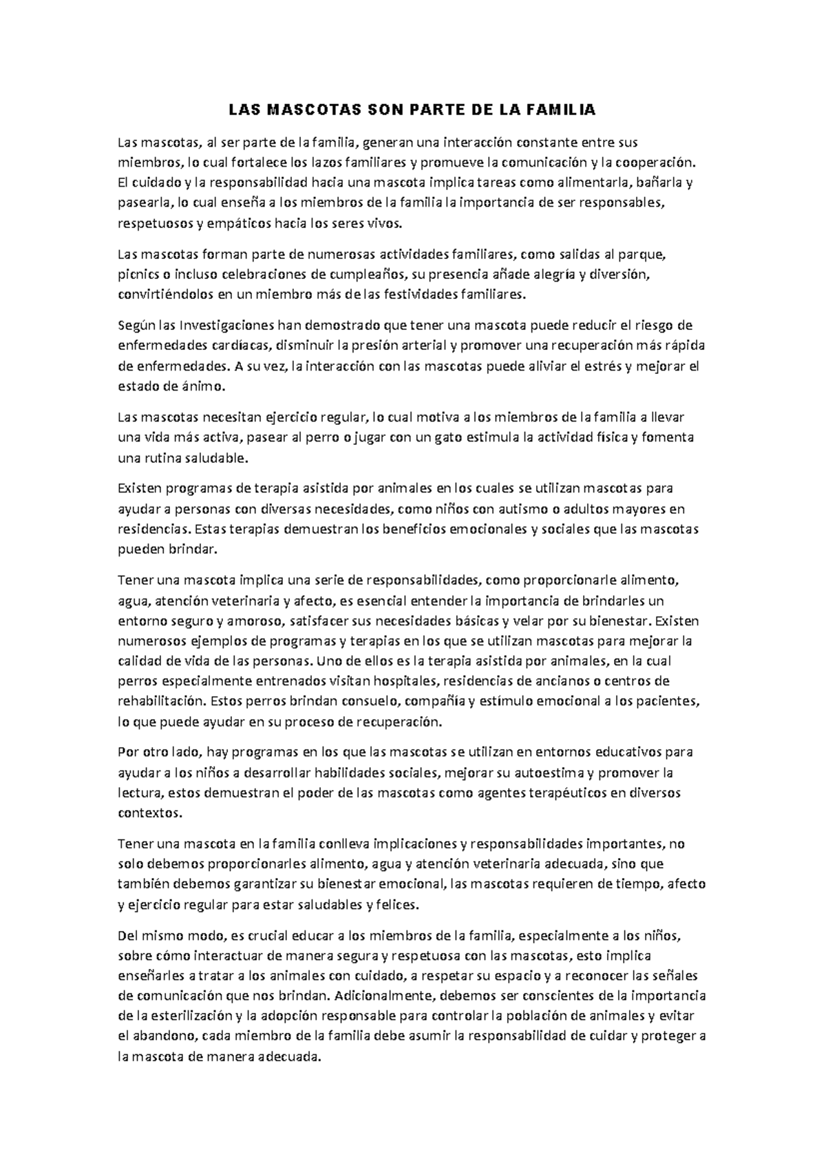 Las mascotas son parte de la familia - LAS MASCOTAS SON PARTE DE LA ...
