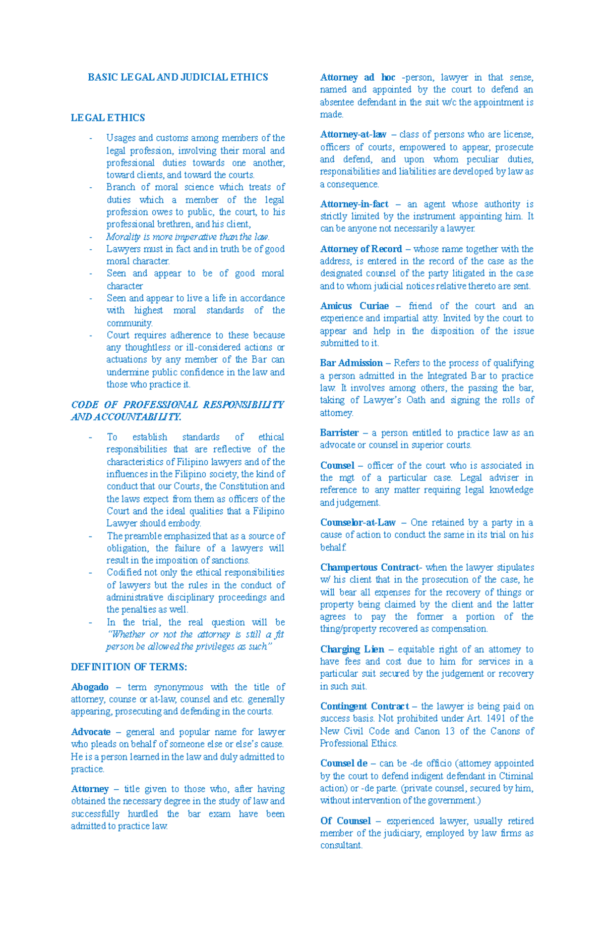 Basic Legal AND Judicial Ethics - BASIC LEGAL AND JUDICIAL ETHICS LEGAL ...