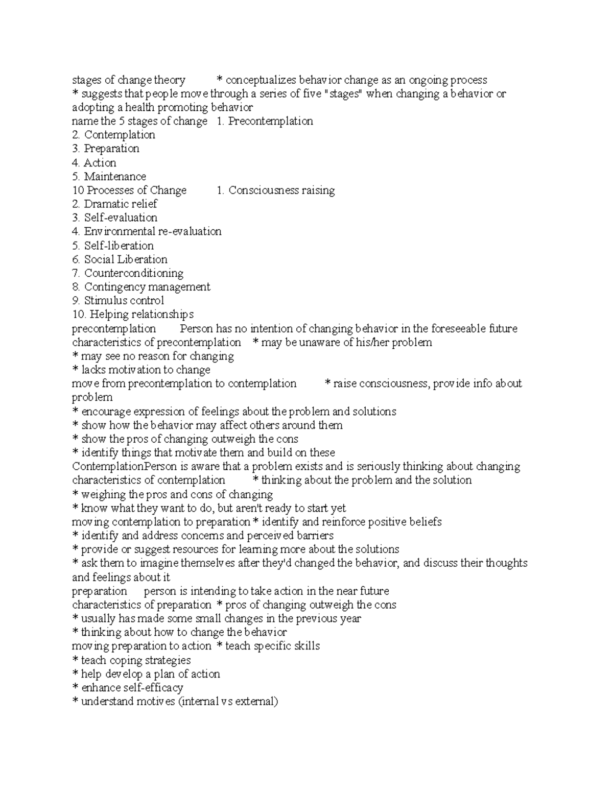 Transtheoretical model - stages of change theory * conceptualizes ...