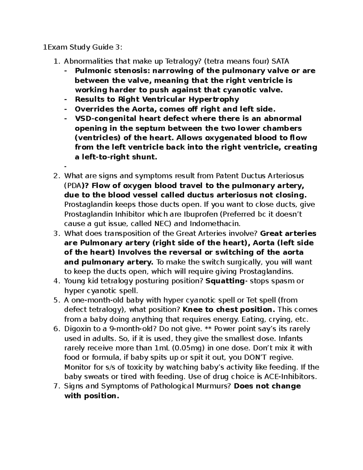 Study 3 - n/a - 1Exam Study Guide 3: 1. Abnormalities that make up ...