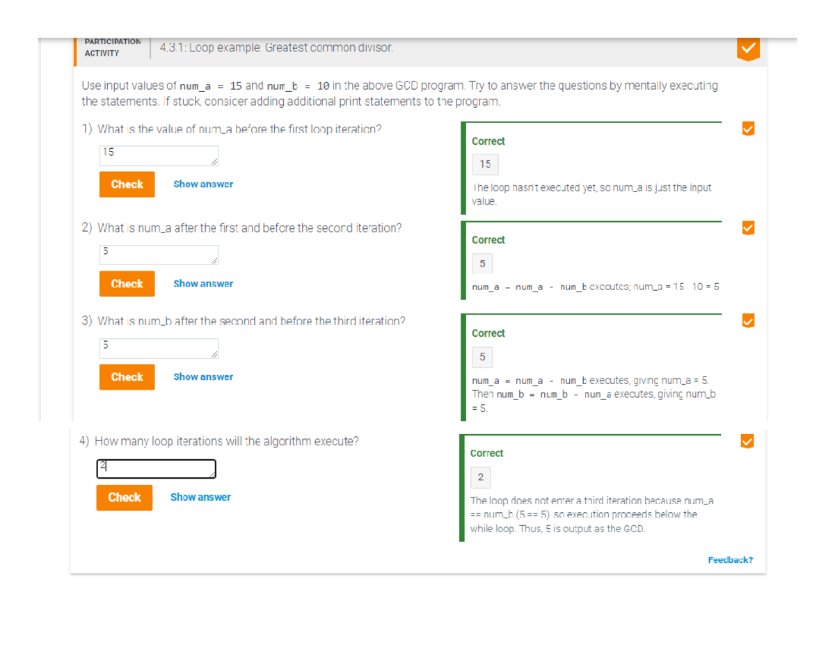 4.3.1 while loop example Greatest common divisor - PARTICIPATION ...