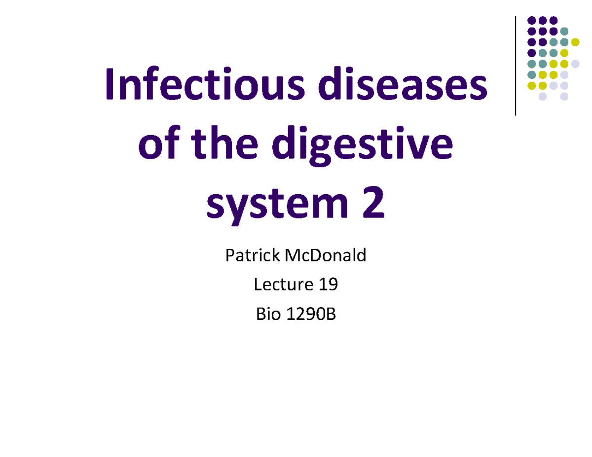 19 - Infectious diseases of the digestive system 2 - Infectious ...