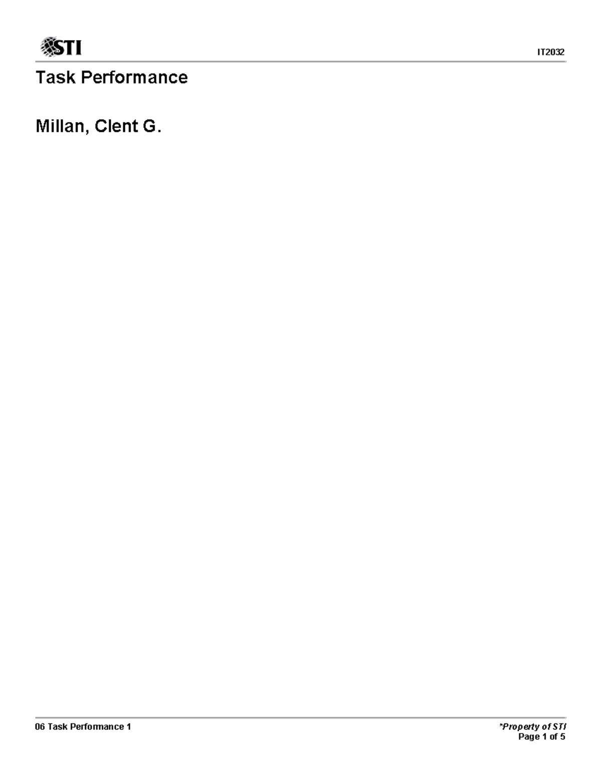 Modsim tp prefinal - Essay - 06 Task Performance 1 *Property of STI Task Performance Millan ...