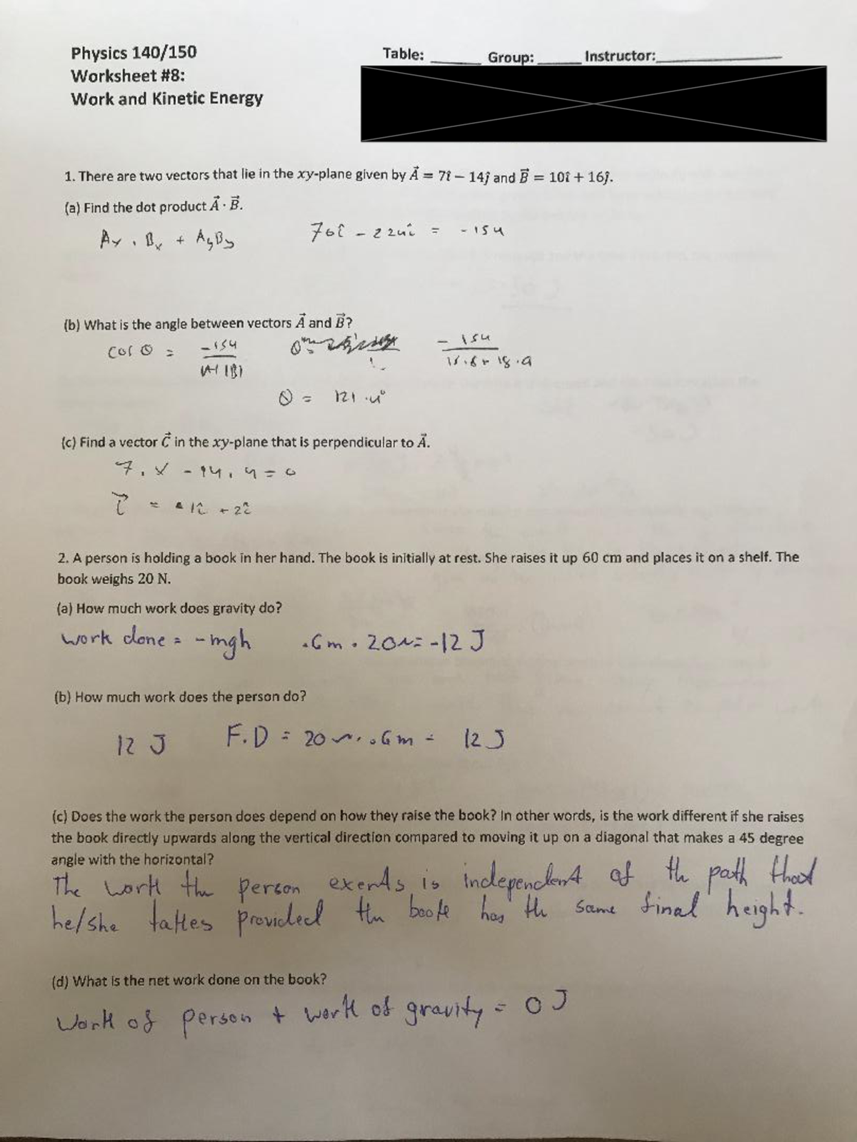 Worksheet 8 - PHYS 150 - Studocu