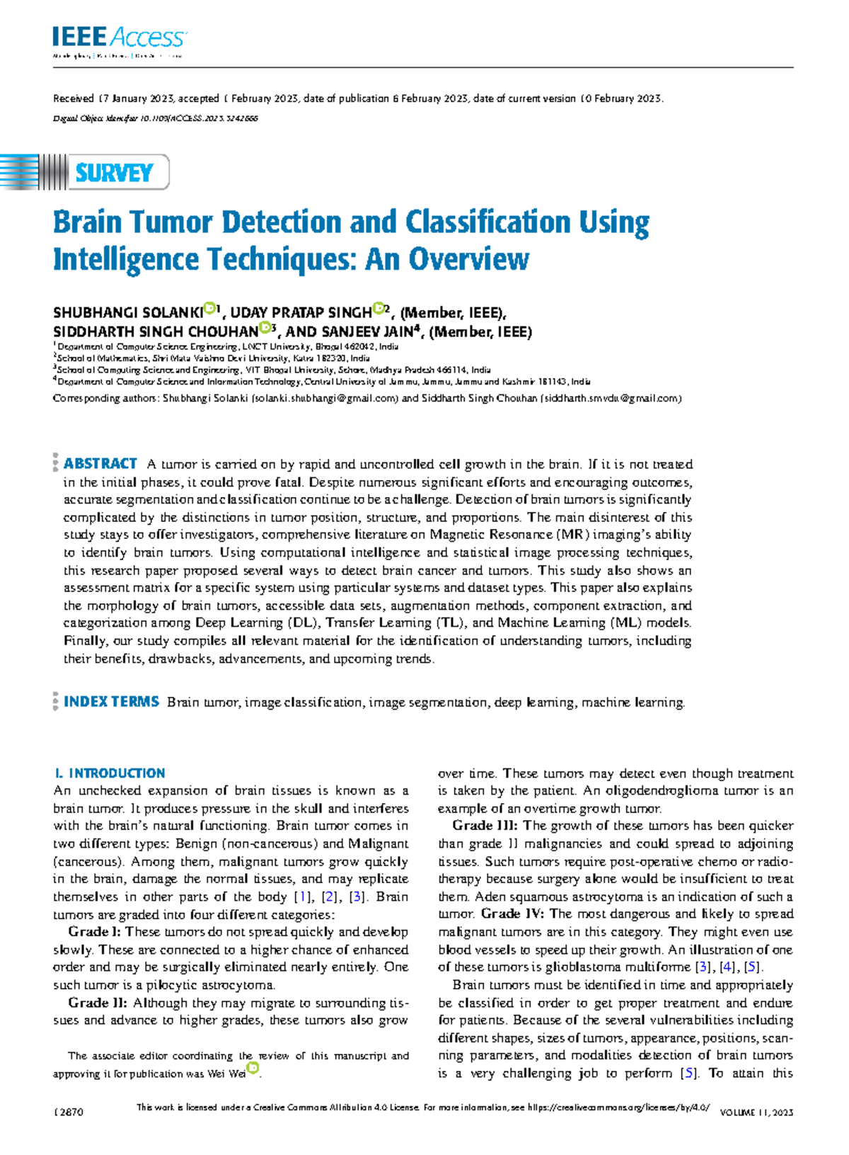 Brain Tumor Detection and Classification Using Intelligence Techniques ...