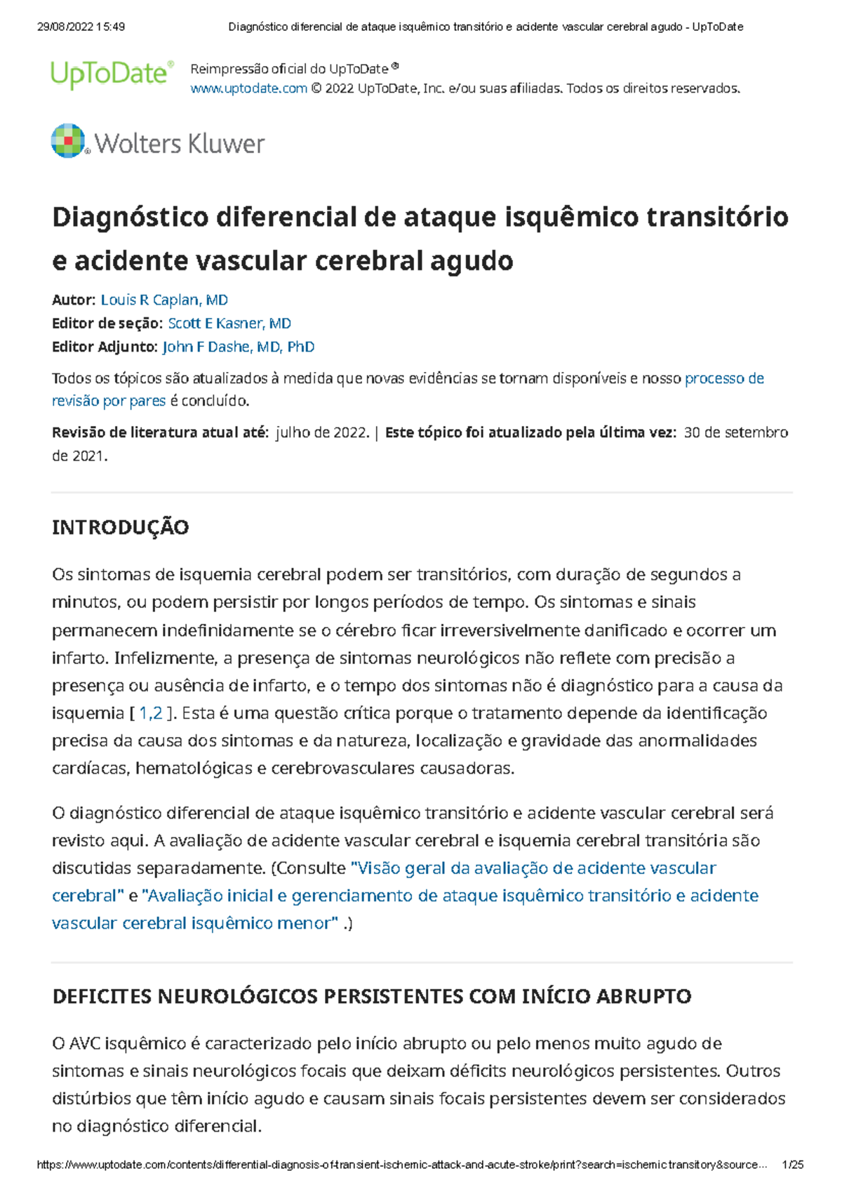 Diagnóstico diferencial de ataque isquêmico transitório e acidente ...