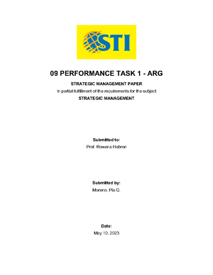 TASK PERFORMANCE Midterm ENTREP - STI College Koronadal Sta. Lucia ...