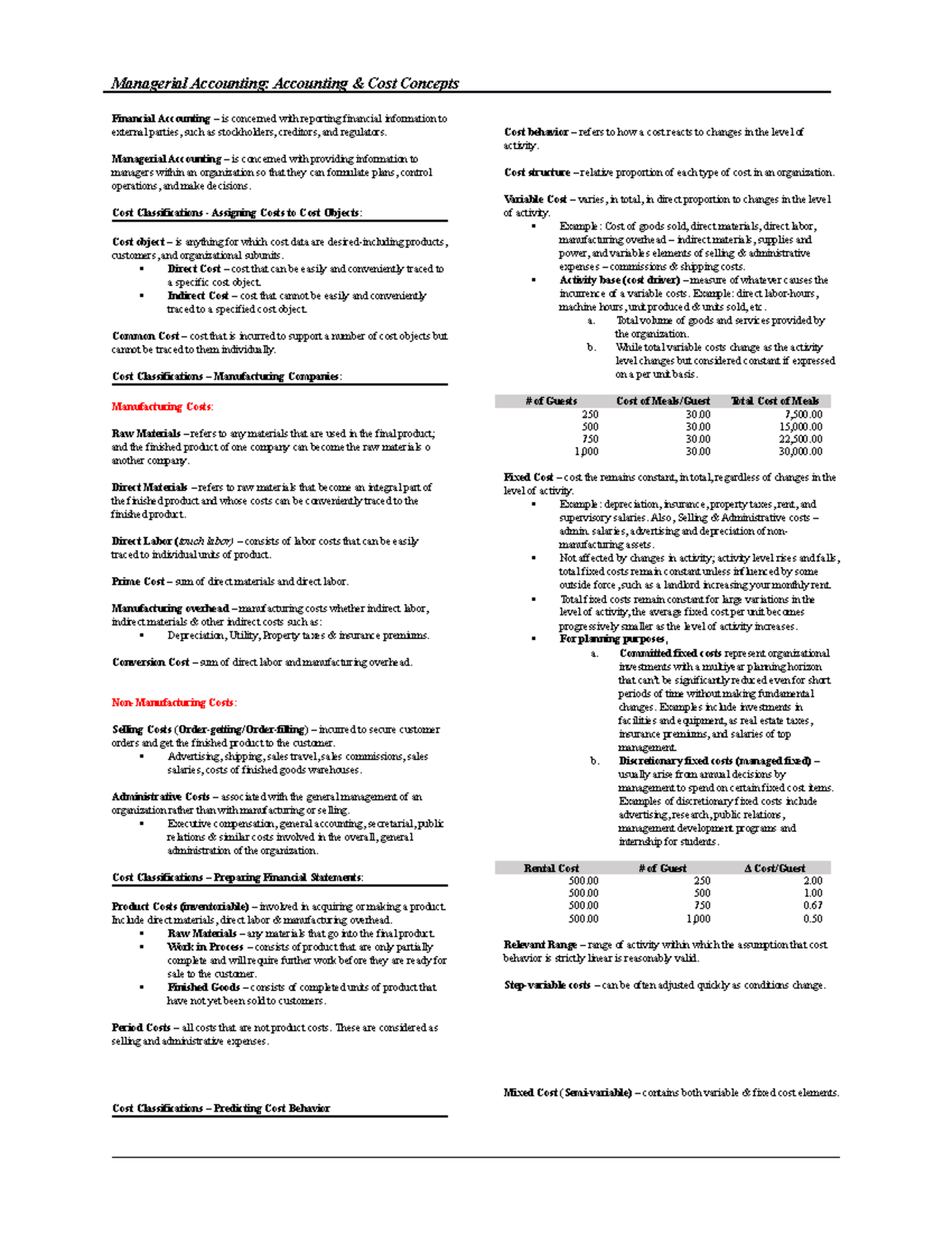 Management Accounting & Cost Concepts - Managerial Accounting ...