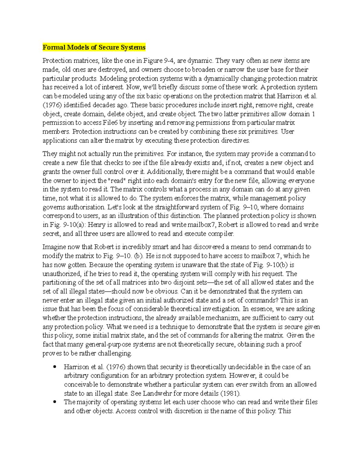 Formal Models of Secure Systems - Formal Models of Secure Systems ...