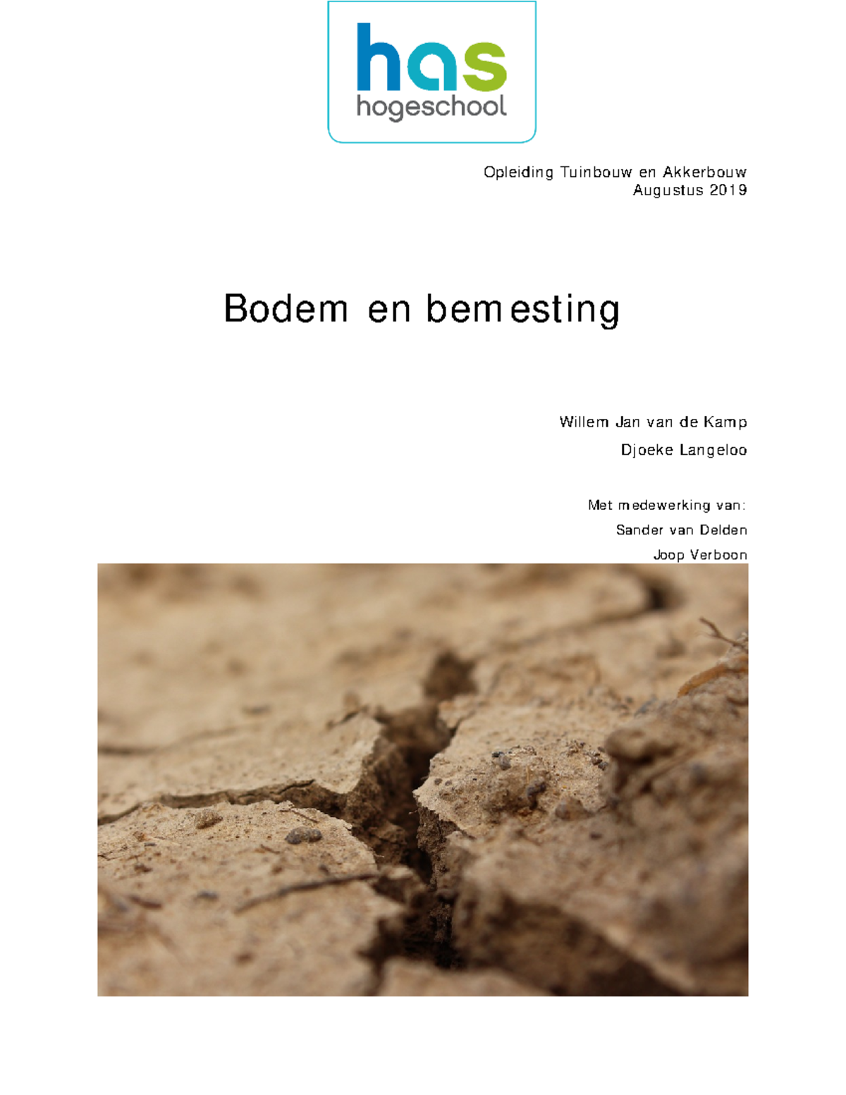 Bodem en bemesting, dictaat. Versie augustus 2019 - Opleiding Tuinbouw ...