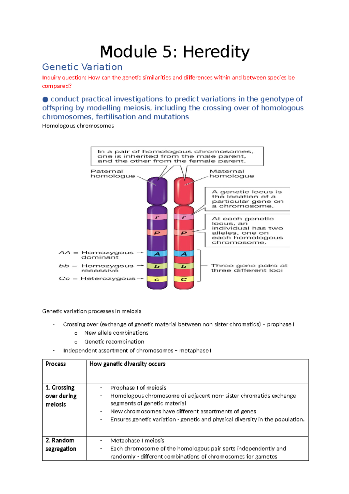 Biology Mod 5 Heredity notes Inquiry Question 4 & 5 - Module 5 ...