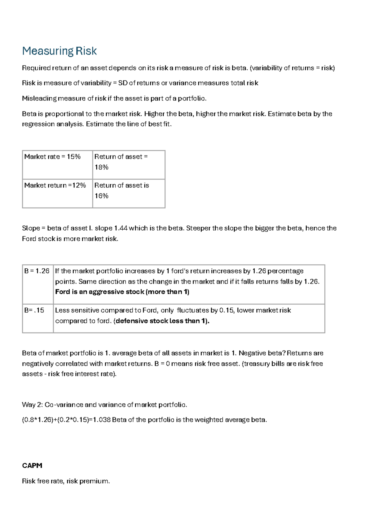 Measuring Risk - Measuring Risk Required return of an asset depends on ...