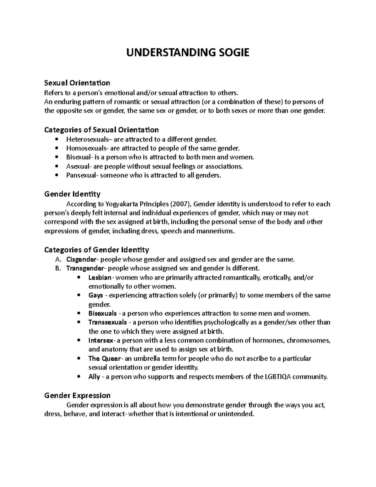Understanding Sogie - UNDERSTANDING SOGIE Sexual Orientation Refers to ...
