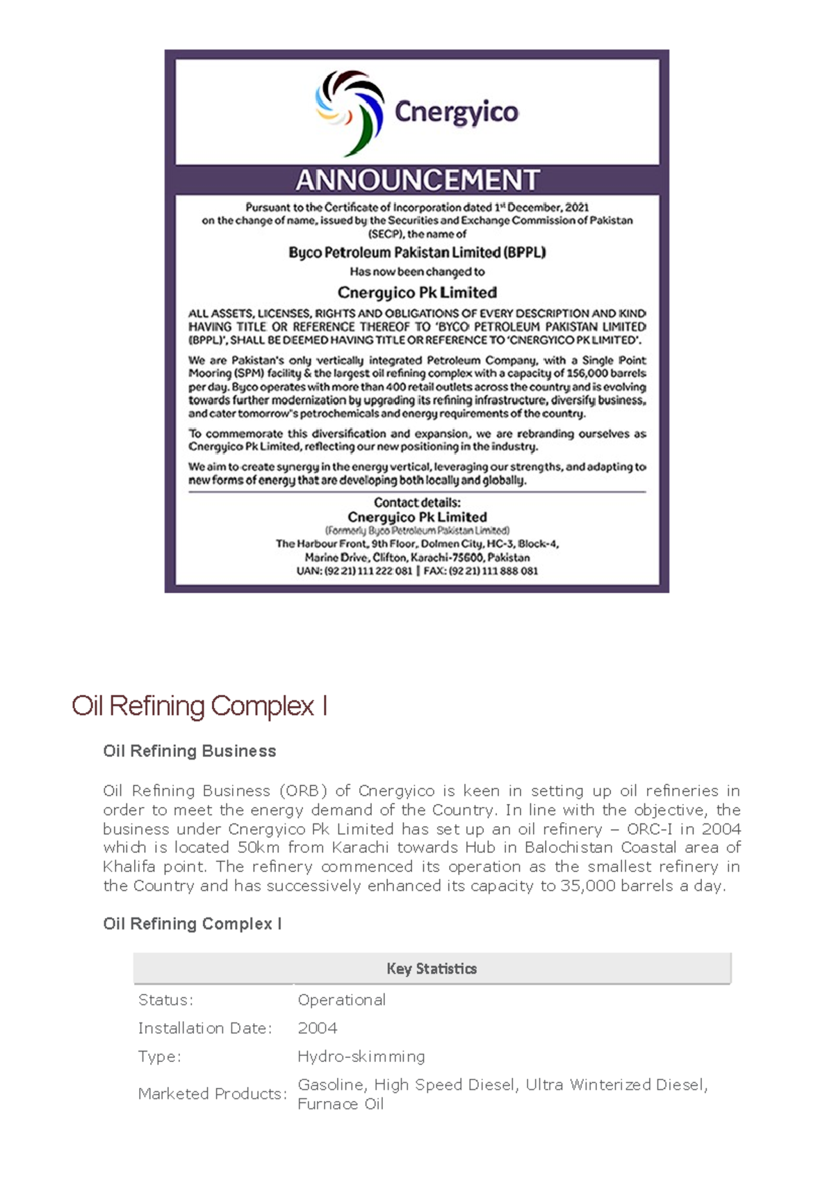 BYCO OIL RefineryPetroleum Refinery Engineering II internship program ...