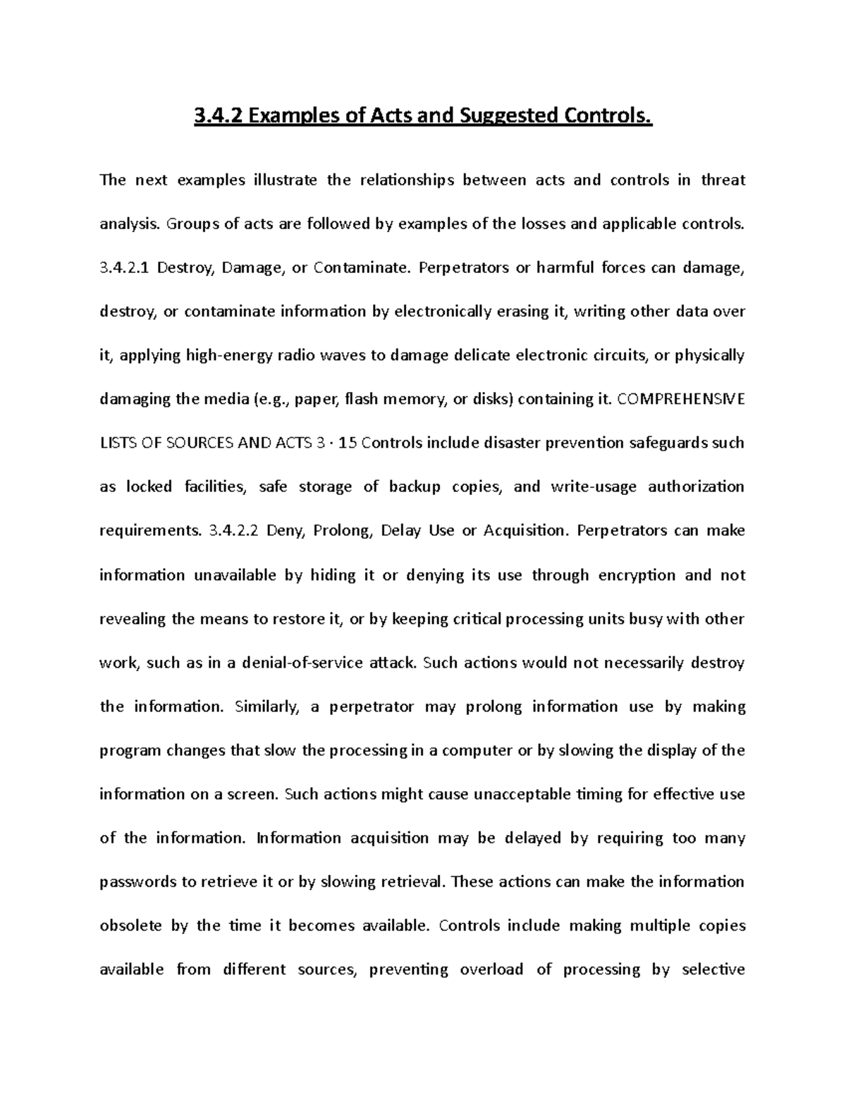 Examples of Acts and Suggested Controls - 3.4 Examples of Acts and ...