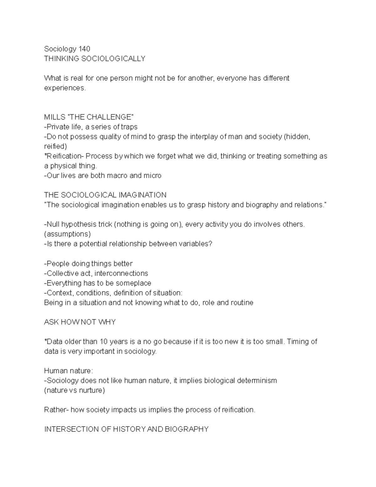 Sociology 140 thinking sociologically - Sociology 140 THINKING ...